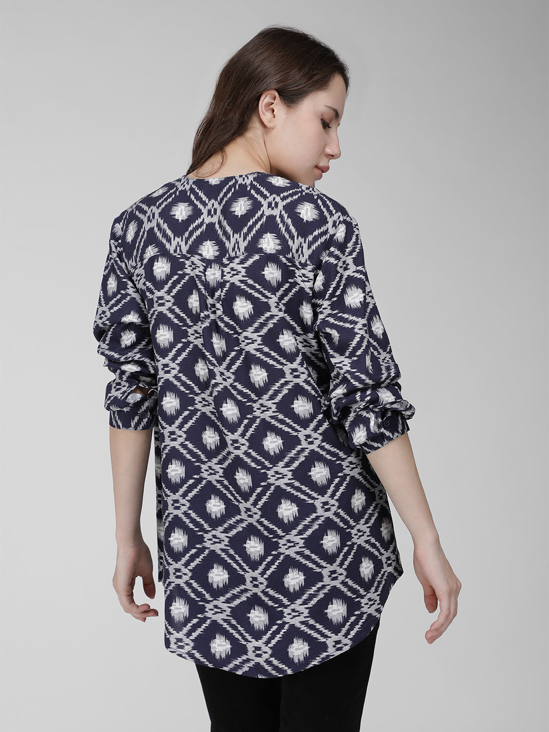 Women's blue ikat printed top - IDK Couture – IDK® Couture