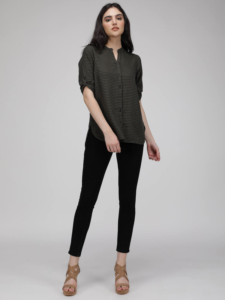 Brown Checkered Shirt - Rayon Flanel - Loose fit shirt – IDK® Couture