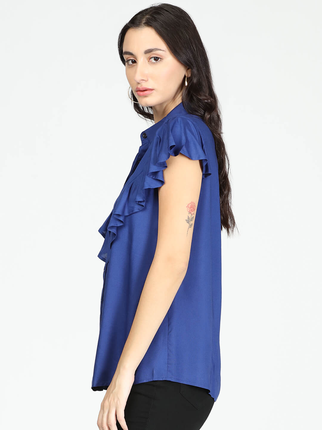 Blue Ruffled Shirt - IDK Couture – IDK® Couture